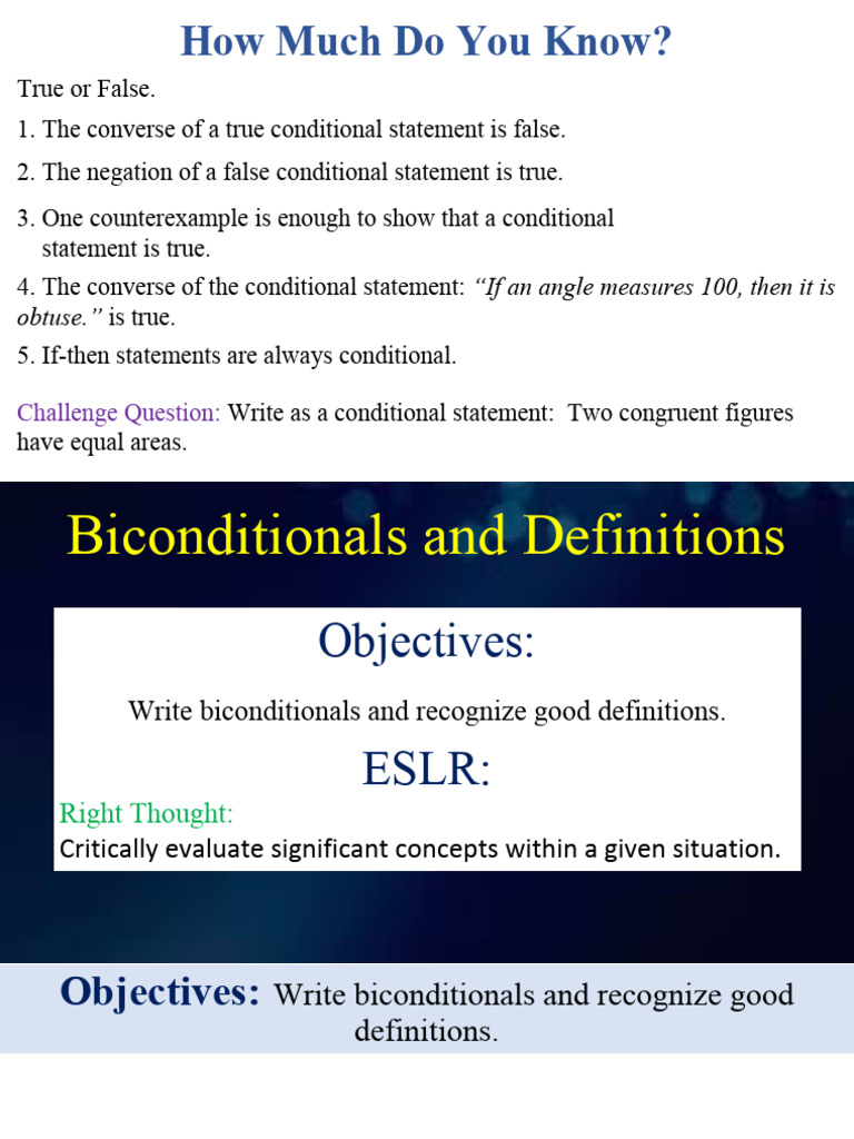 Biconditionals and Good Definitions in Geometry | PDF | Definition | If ...