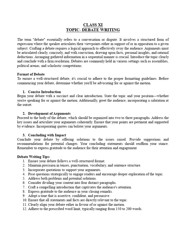 Class XI Debate Notes | PDF | Crimes | Crime & Violence