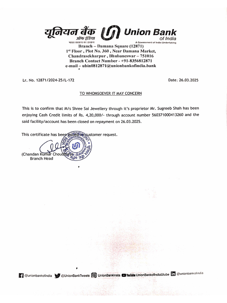 8 Union Bank Closure | PDF