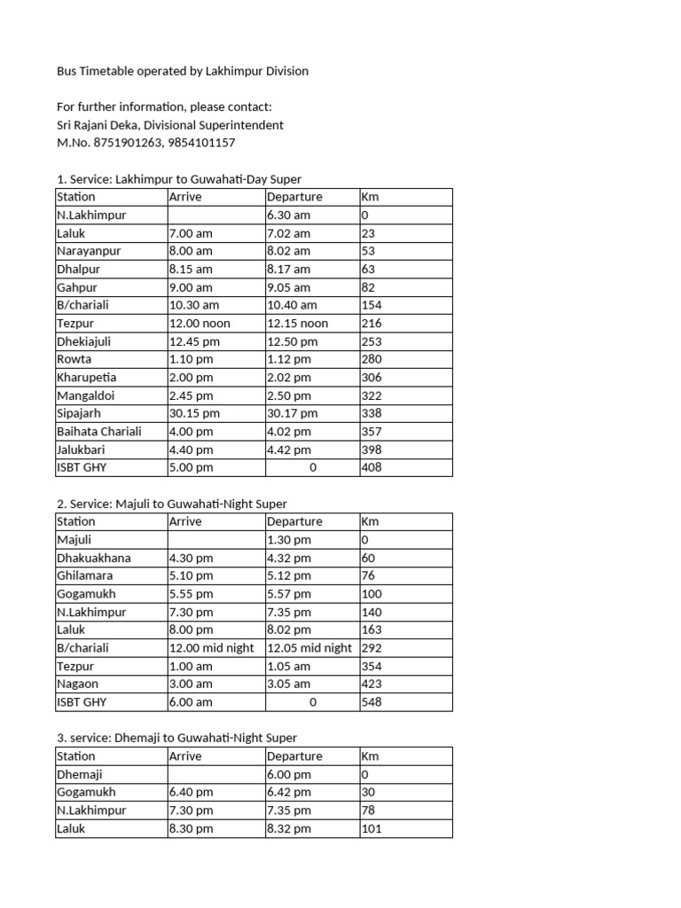 Lakhimpur Division Bus Timetable | PDF | Chess Theory | Chess