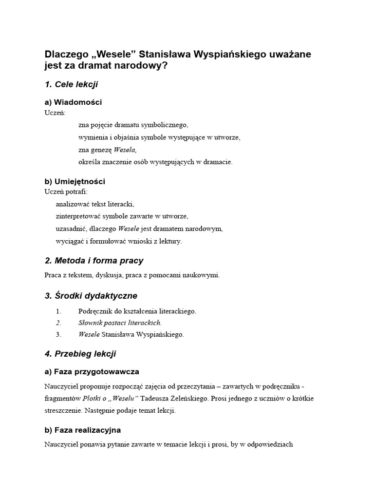 Dlaczego Wesele Stanislawa 51828 | PDF