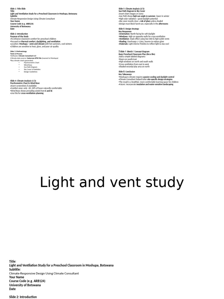 Preschool Classroom Light & Ventilation Study | PDF | Ventilation ...