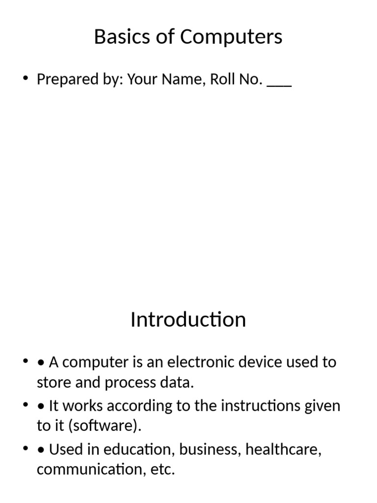 Basics of Computers Presentation | PDF