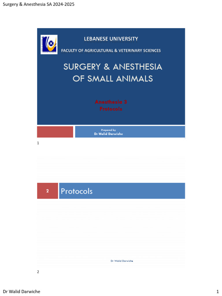 Small Animal Surgery & Anesthesia Protocols | PDF | Anesthesia | Blood ...