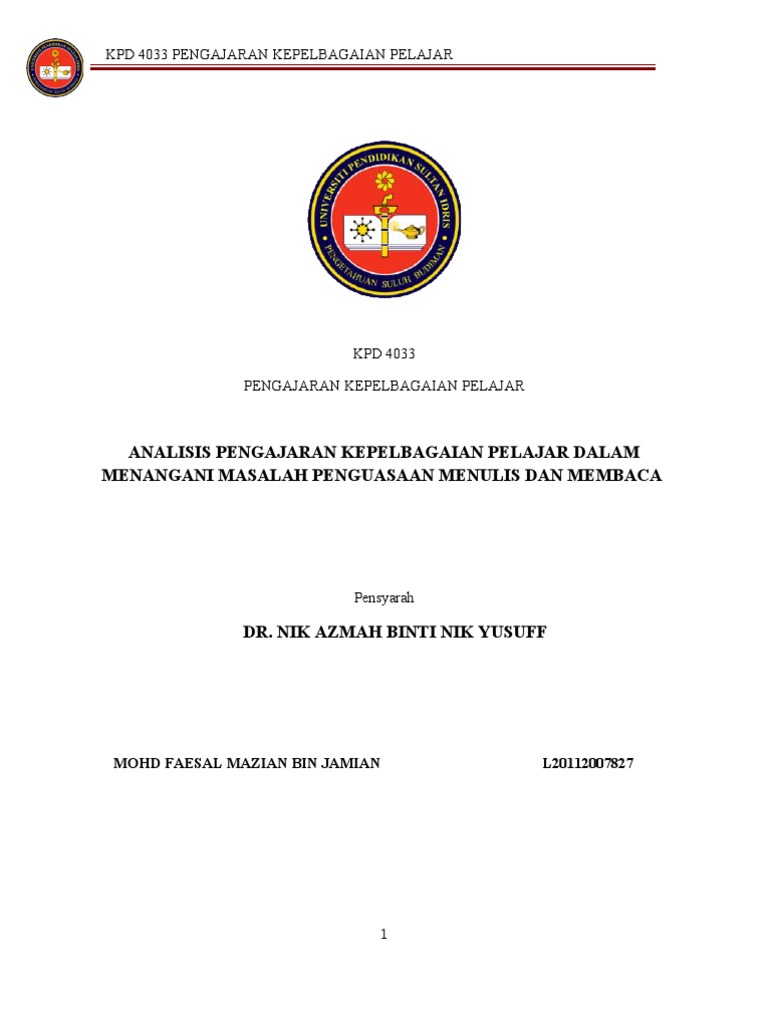 KPD 4033 Kepelbagaian - Ass 1 (Kajian Kes 25%) 3 | PDF