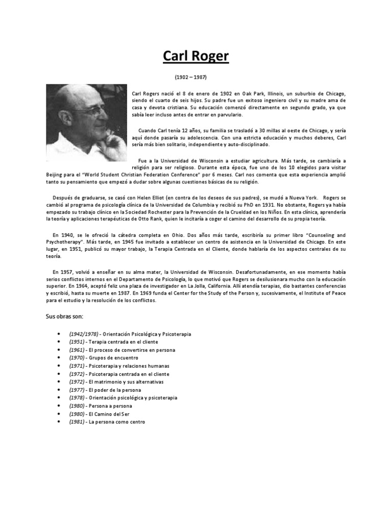 La vida y obra del psicólogo humanista Carl Rogers: Padre de la terapia ...