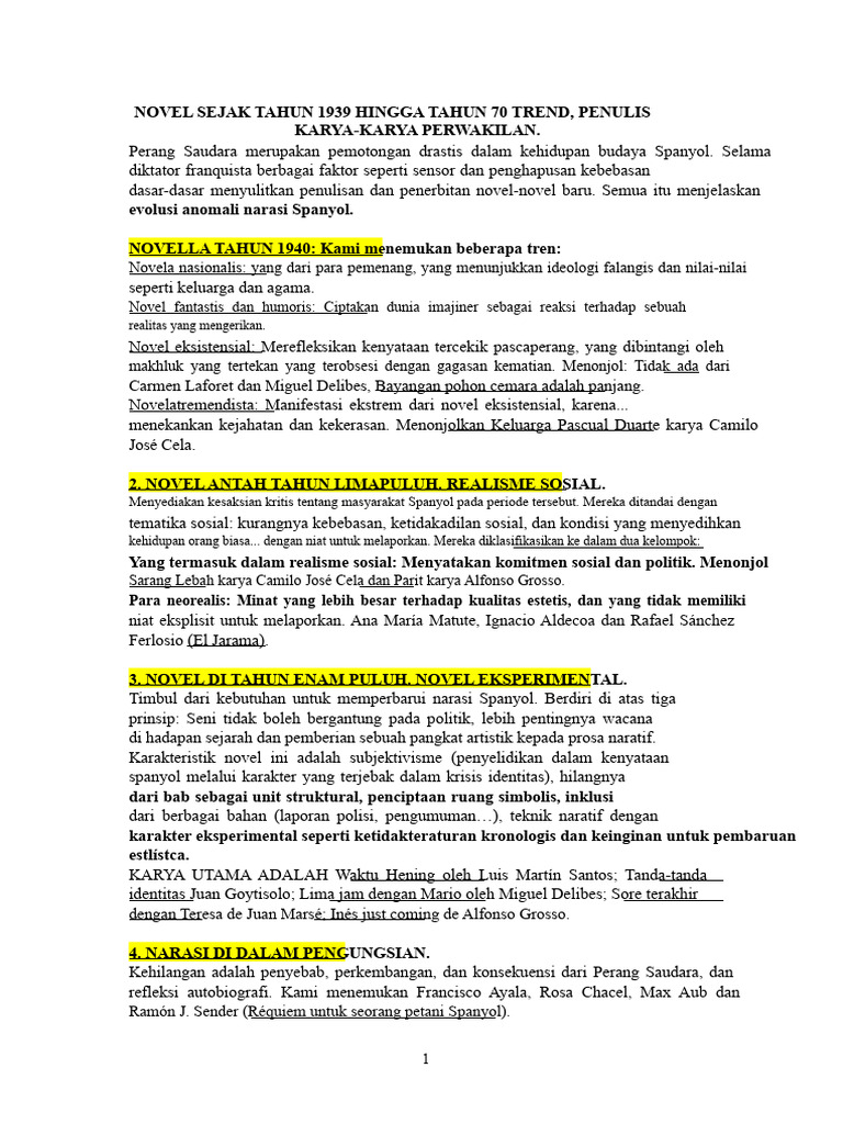 Ringkasan NOVEL DARI TAHUN 1939 HINGGA TAHUN 70 TREND, PENULIS DAN KARYA YANG PERWAKILAN ...