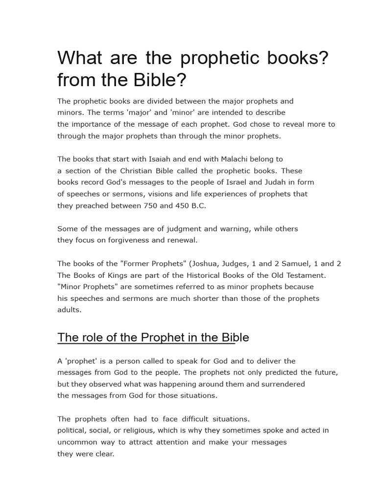 What Are The Prophetic Books of The Bible | PDF | Nevi'im | Isaiah