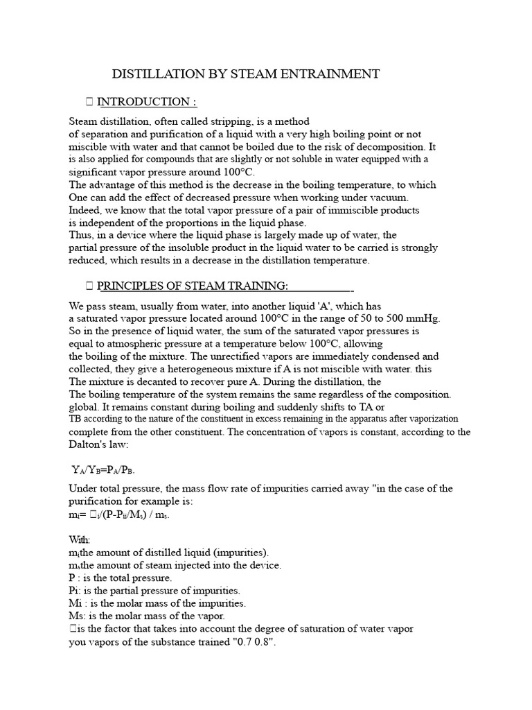 Steam Distillation Process | PDF | Distillation | Water