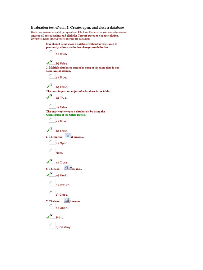 Test Access 2007 Aulaclic | PDF | Databases | Database Index