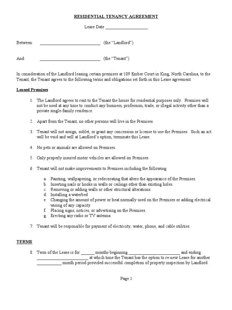 Residential Tenancy Agreement | PDF | Lease | Leasehold Estate