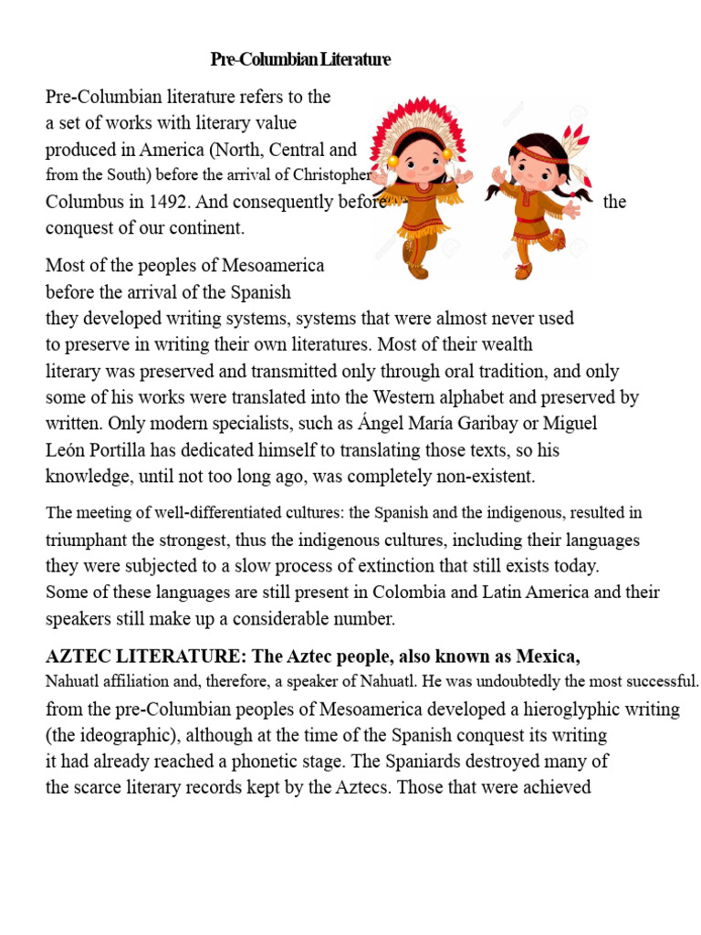 Overview of Pre-Columbian Literature | PDF | Pre Columbian Era | Maya ...
