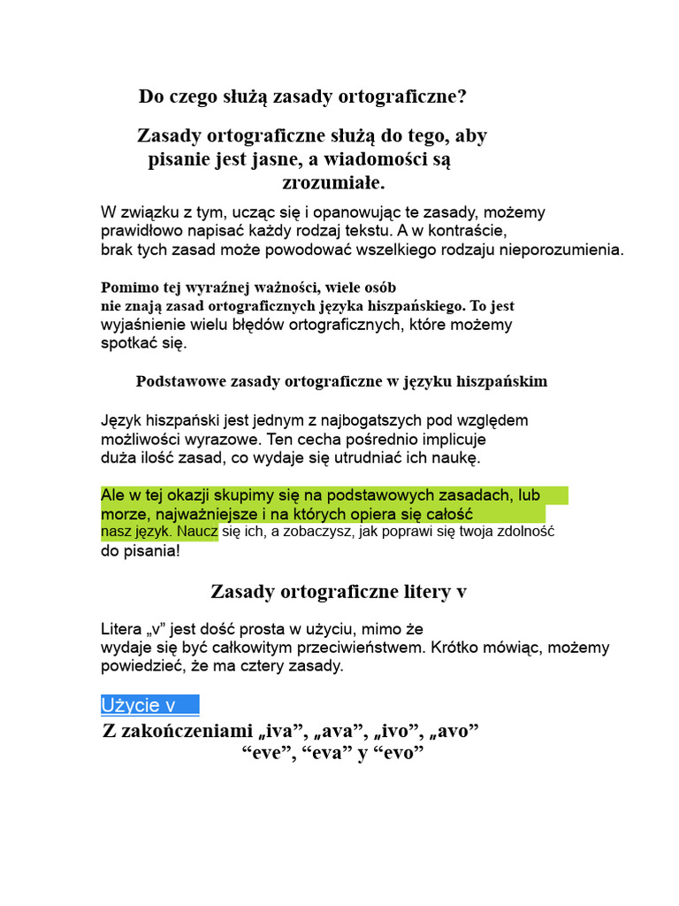 Do Czego Służą Zasady Ortograficzne | PDF