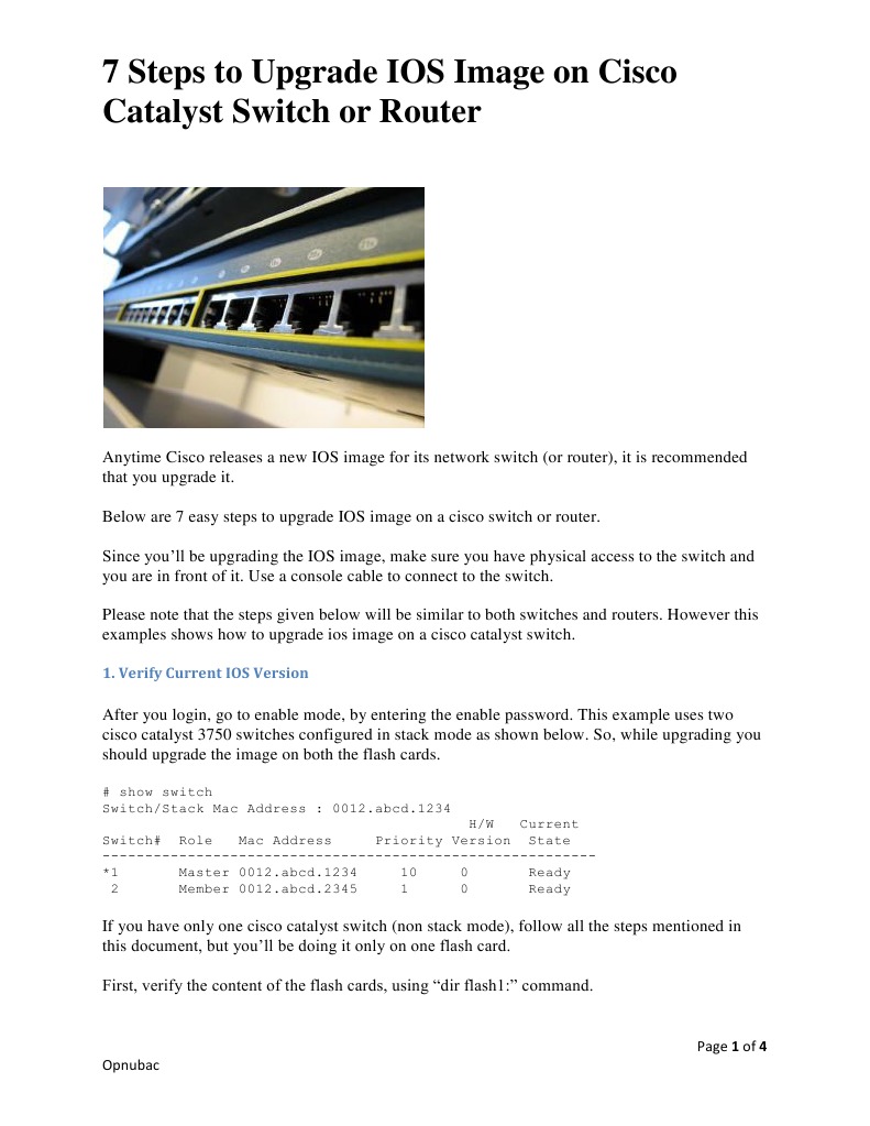 Upgrade Steps for Cisco IOS Switch | PDF | Network Switch | Ios