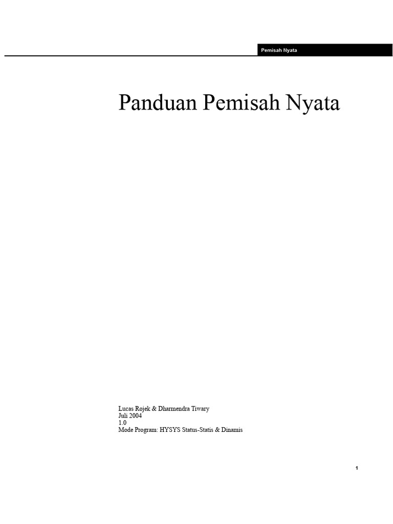 Panduan Pemisah Nyata - Hysys | PDF