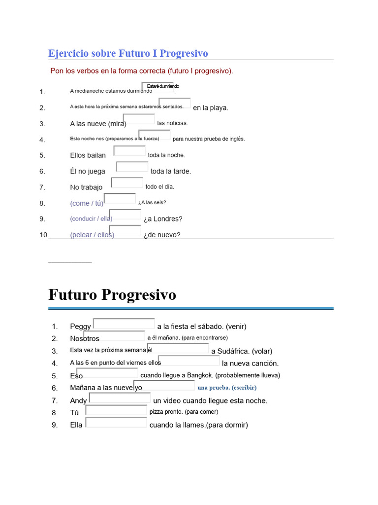 Futuro Progresivo - Ejercicio-Prueba | PDF