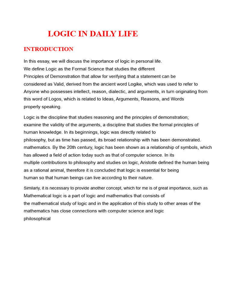 The Role of Logic in Everyday Life | PDF | Logic | Reason