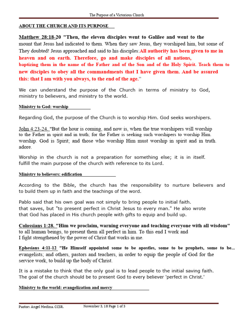 Purpose of a Victorious Church | PDF | Jesus | Disciple (Christianity)