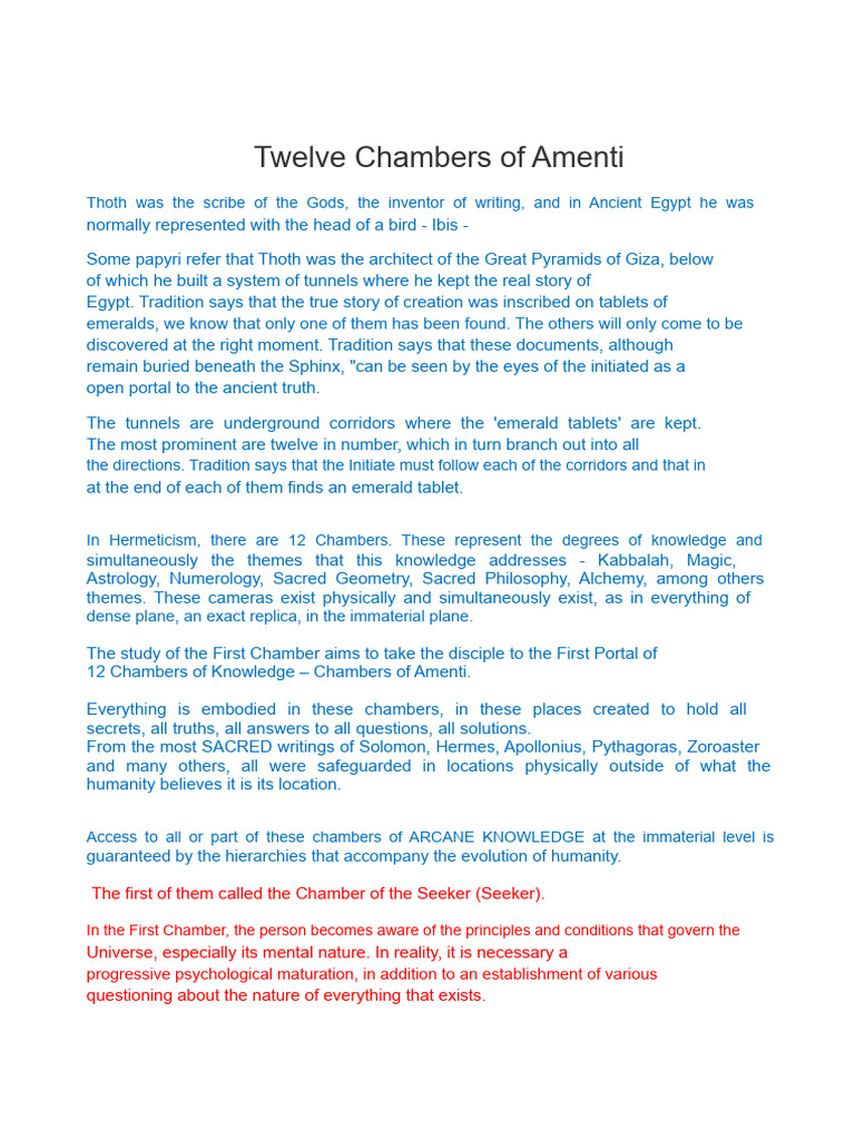 Twelve Chambers of Amenti | PDF | Hermeticism | Mind