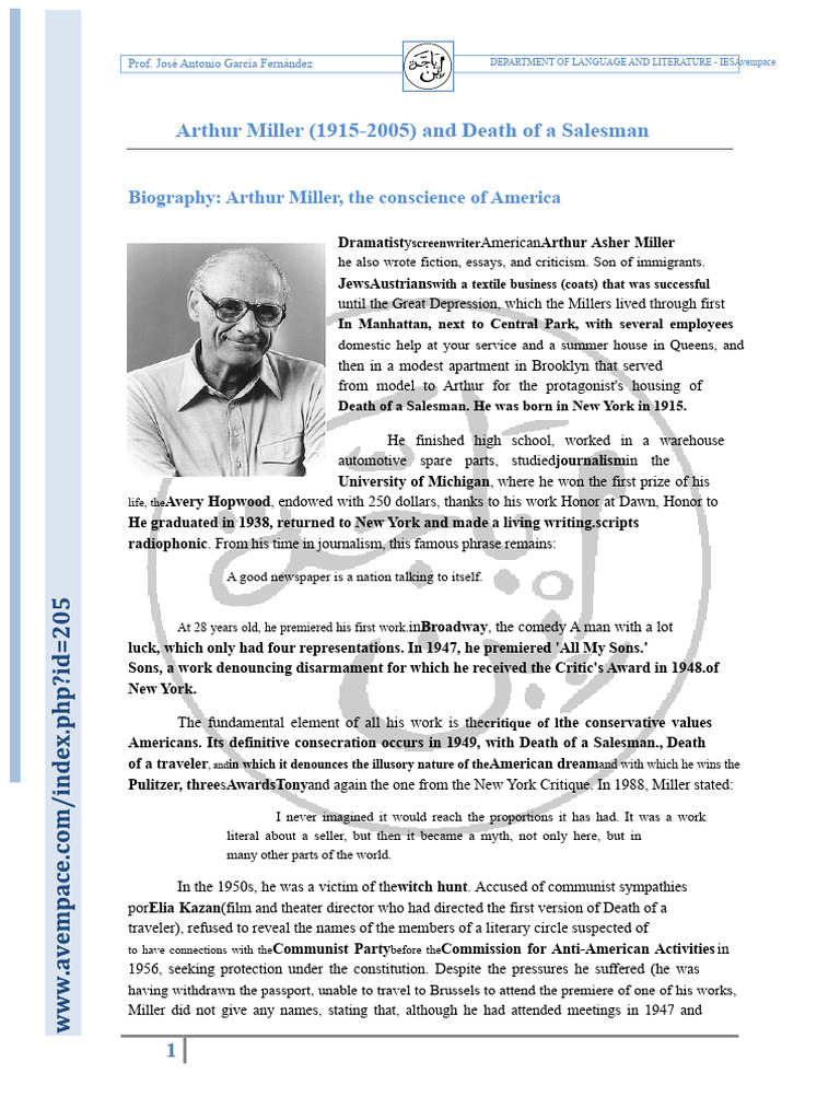 Arthur Miller: Life and Legacy | PDF