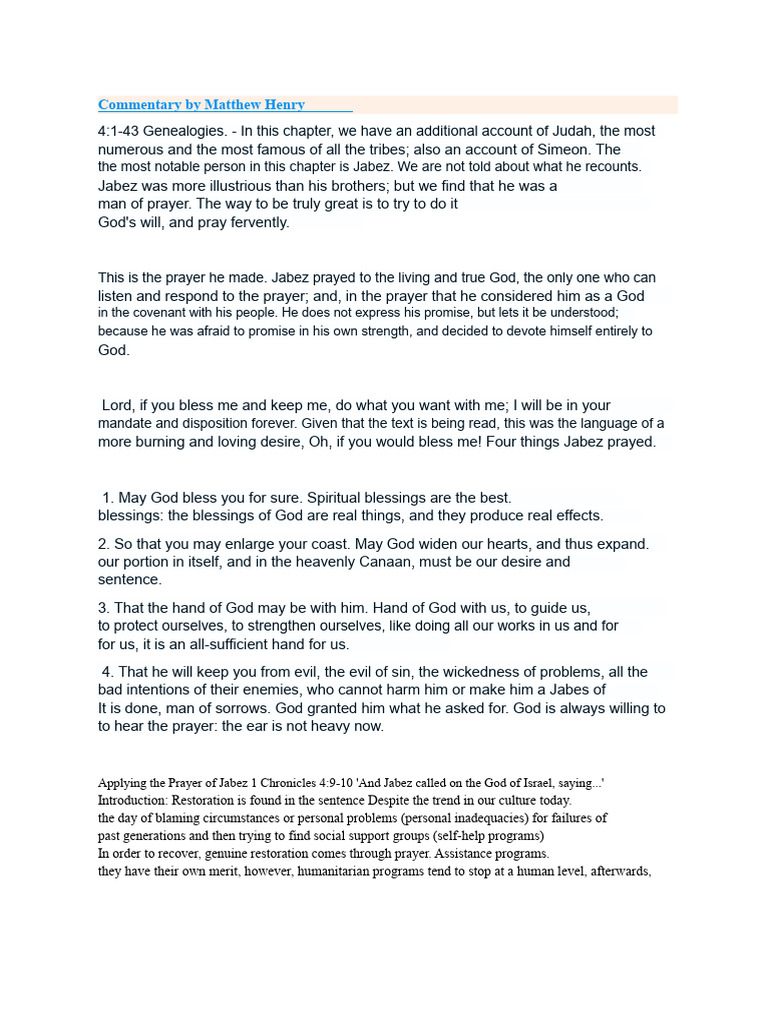 The Prayer of Jabez Explained | PDF | Prayer | God