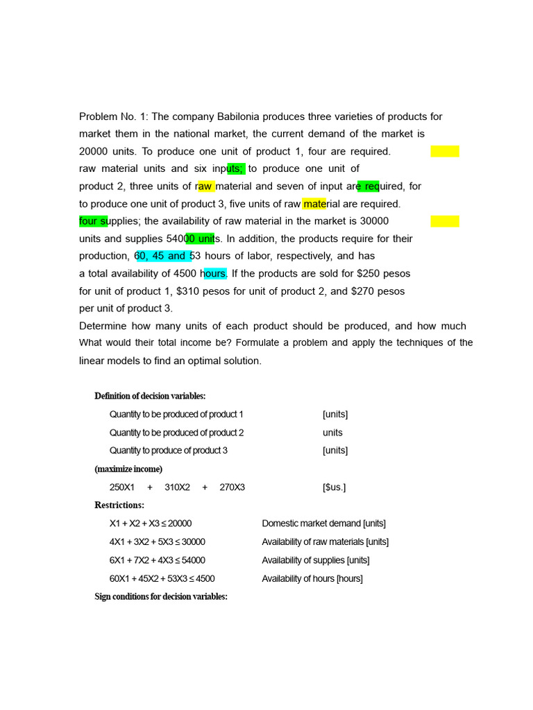 Linear Programming for Optimal Production | PDF | Fertilizer | Interest