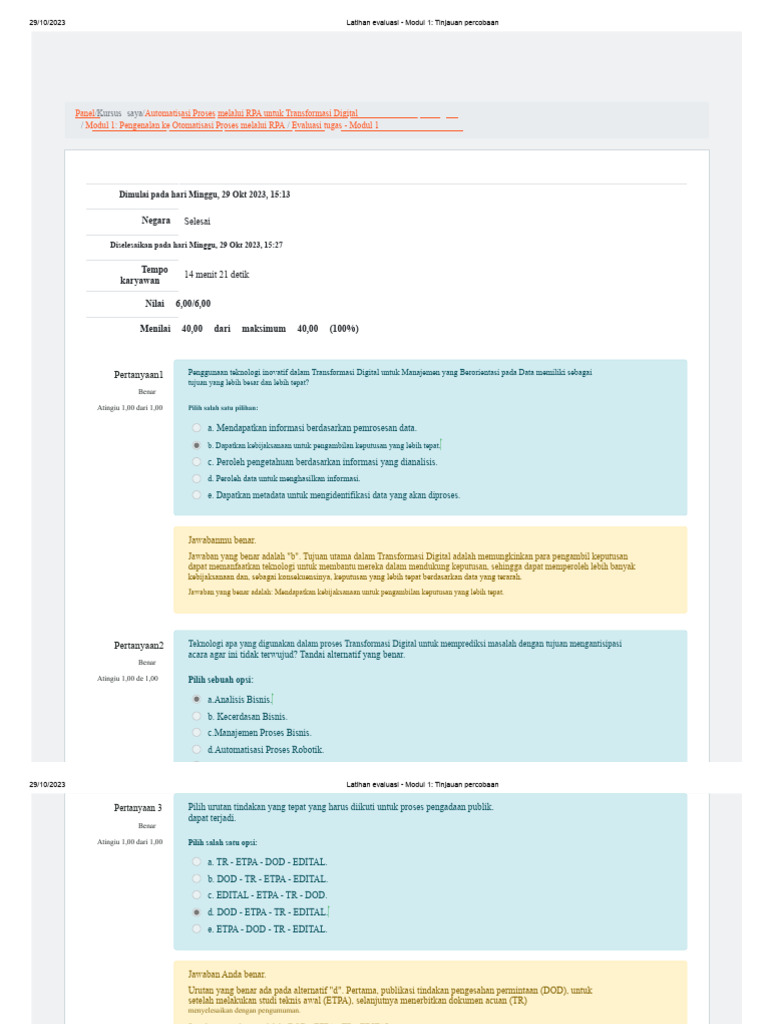 1-Evaluasi latihan - Modul 1_automasi proses | PDF