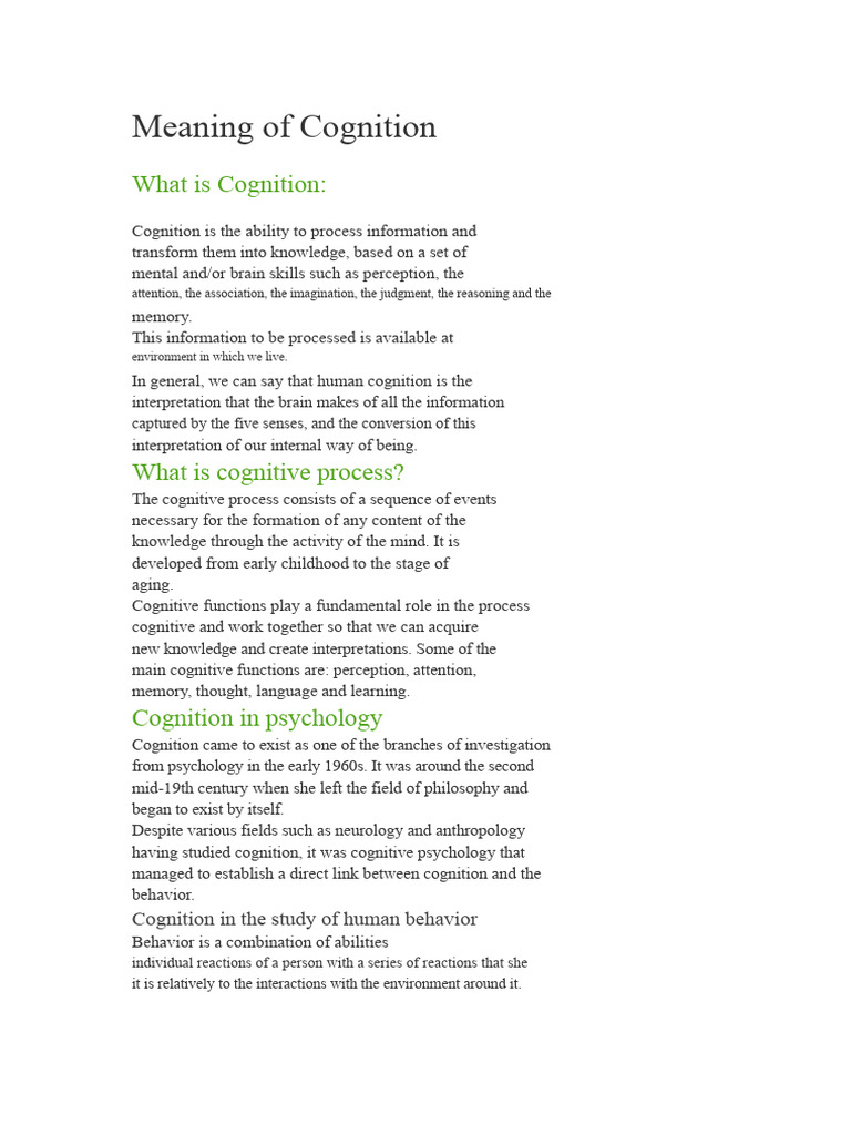 Understanding Cognition and Learning | PDF | Cognition | Learning