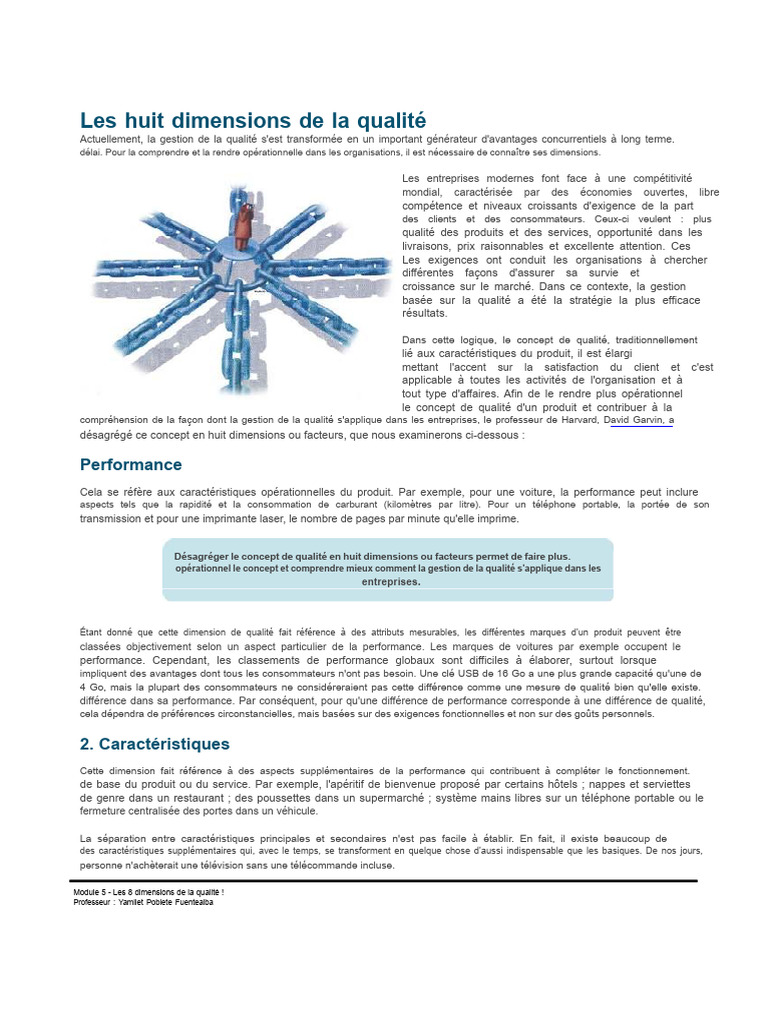 Les 8 dimensions de la qualité | PDF | Management de la qualité ...