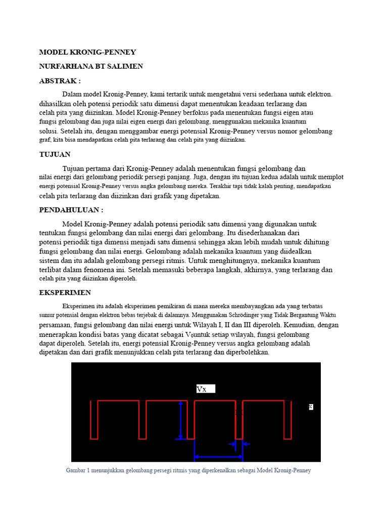 Model Kronig-Penney: Celah Pita Energi | PDF