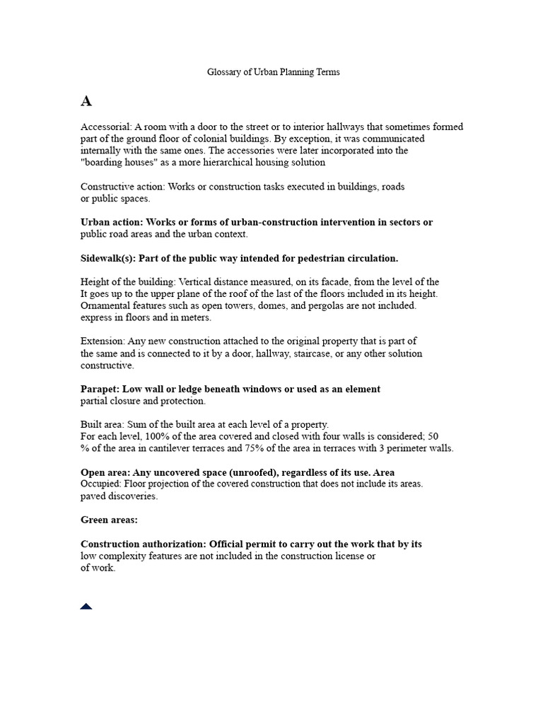 Glossary of Urban Planning Terms | PDF | Apartment | Street