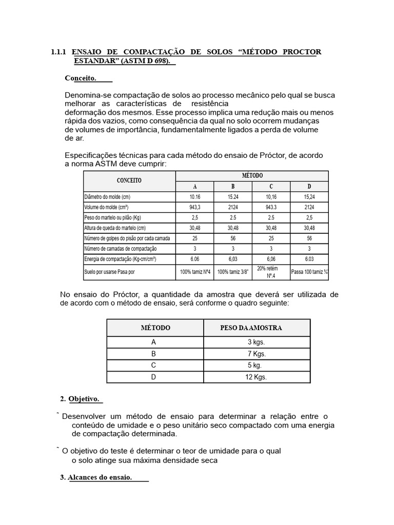 Ensaio de Compactação de Solos Proctor | PDF | Umidade | Solo