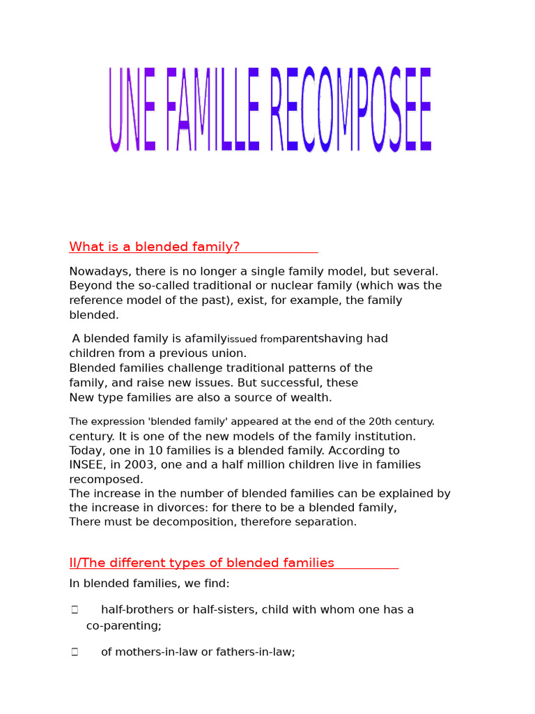 Blended Family Presentation | PDF | Stepfamily | Attachment Theory