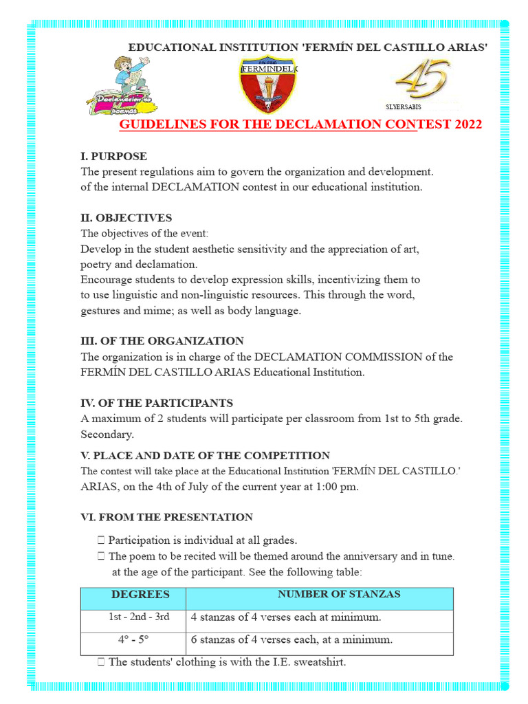 Bases of The Declamation Contest 2022 | PDF | Poetry | Human Communication