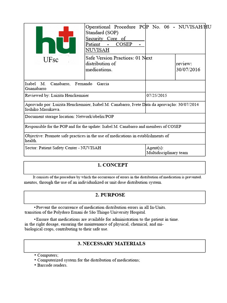 SOP Safe Practices For Drug Distribution | PDF | Medical Prescription ...