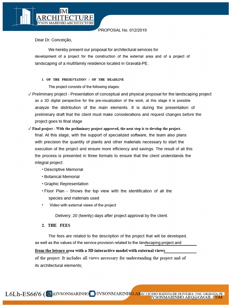 Architectural Proposal for Landscaping Project | PDF | Payments
