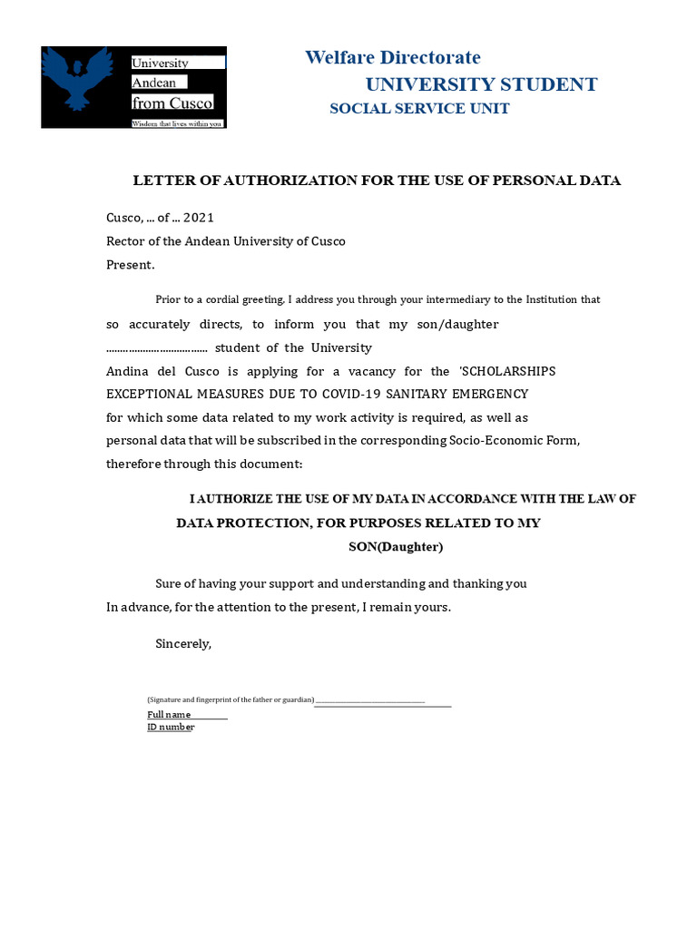 Authorization Letter For Student Data 2021 2 | PDF