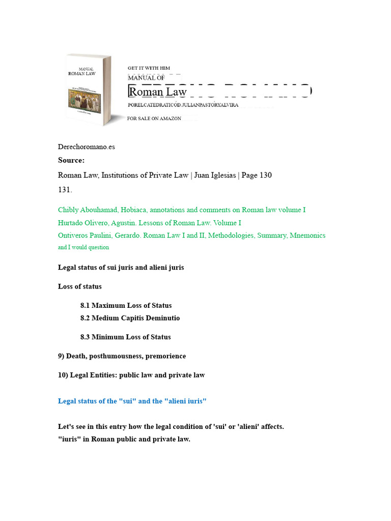 Sui Iuris and Alieni Iuris ROMAN LAW | PDF | Legal Guardian | Citizenship