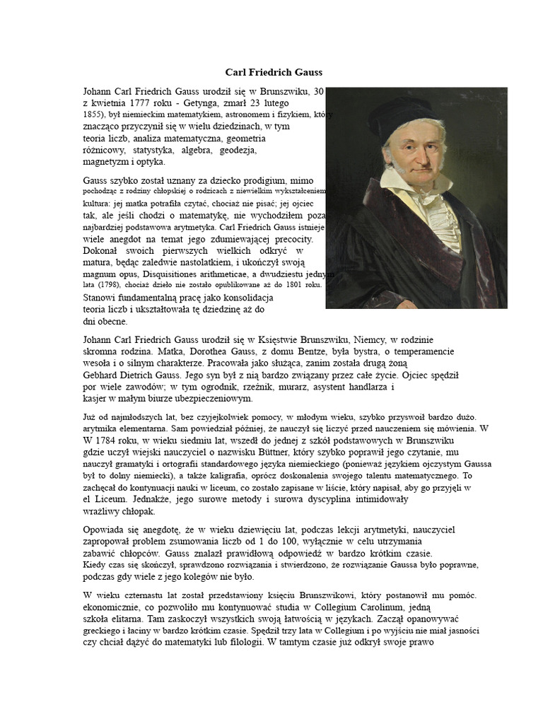 Carl Friedrich Gauss | PDF