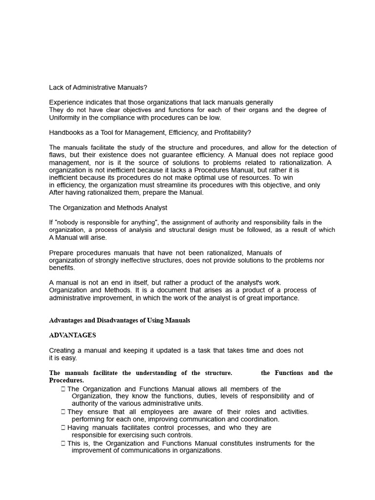 Advantages and Disadvantages of Manuals | PDF | Decision Making ...