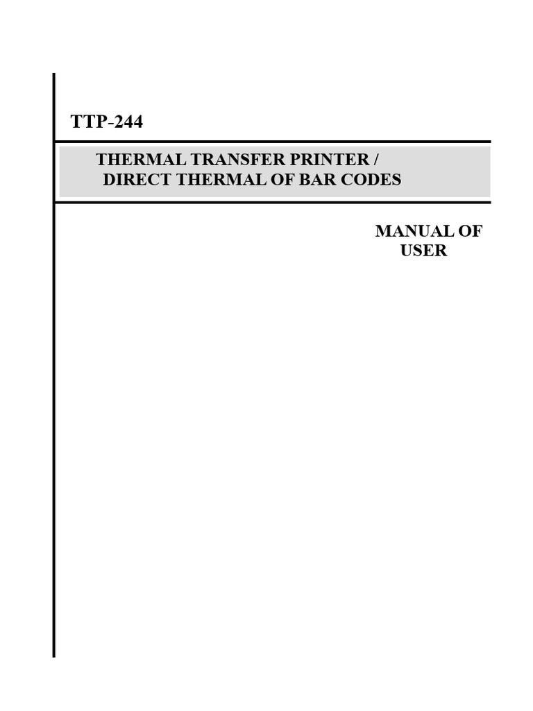 TTP-244 Barcode Printer User Manual | PDF | Printer (Computing ...