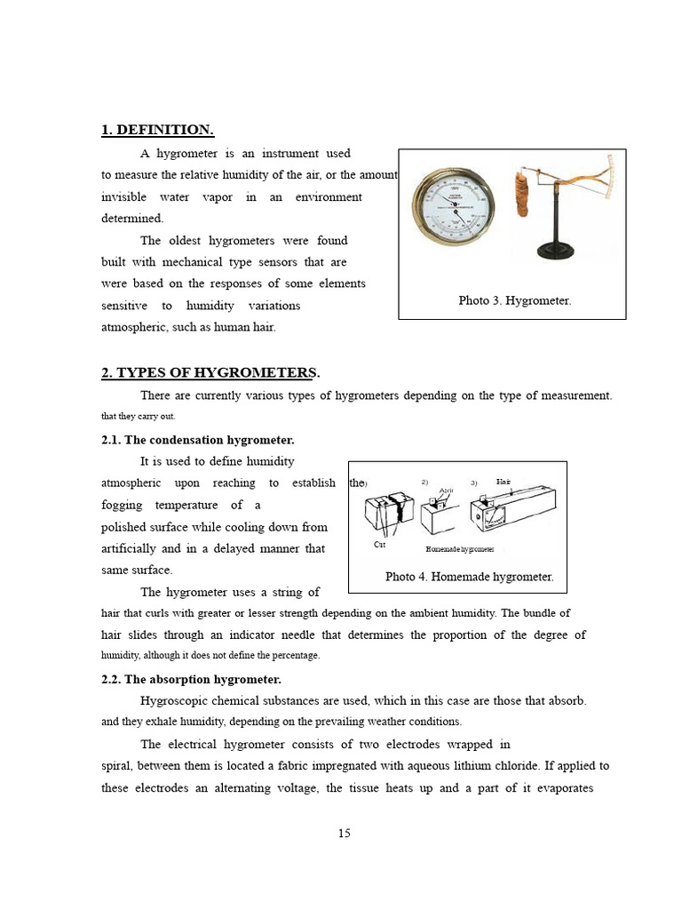 Definition and Types of Hygrometers | PDF | Humidity | Engineering ...