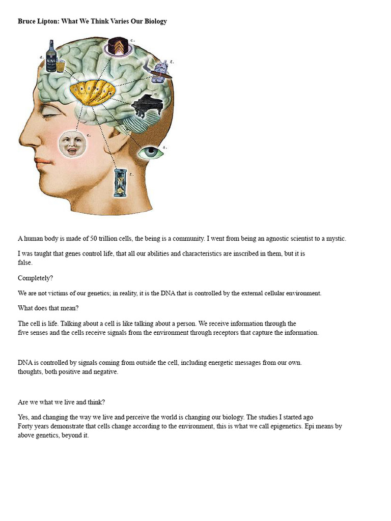 Lipton: Beliefs Shape Biology | PDF | Genetics | Thought