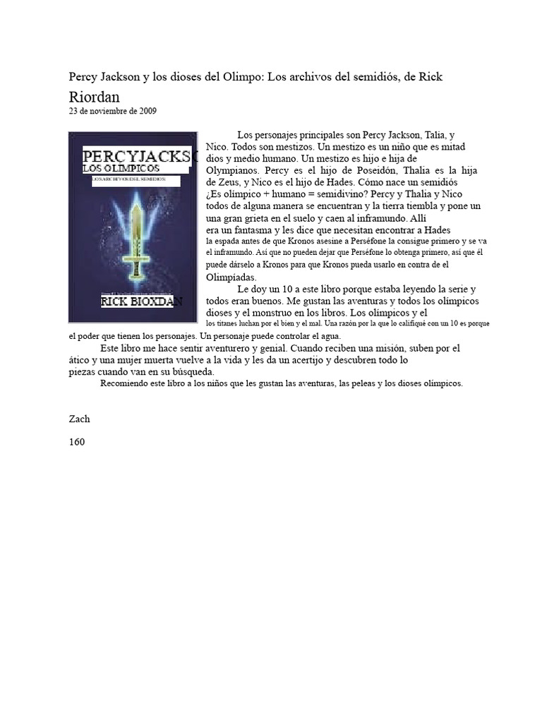 Archivos del semidiós: Percy Jackson | PDF