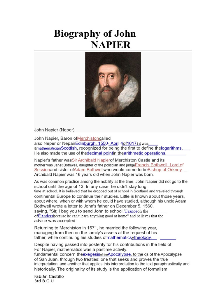 John Napier | PDF | Arithmetic | Mathematics