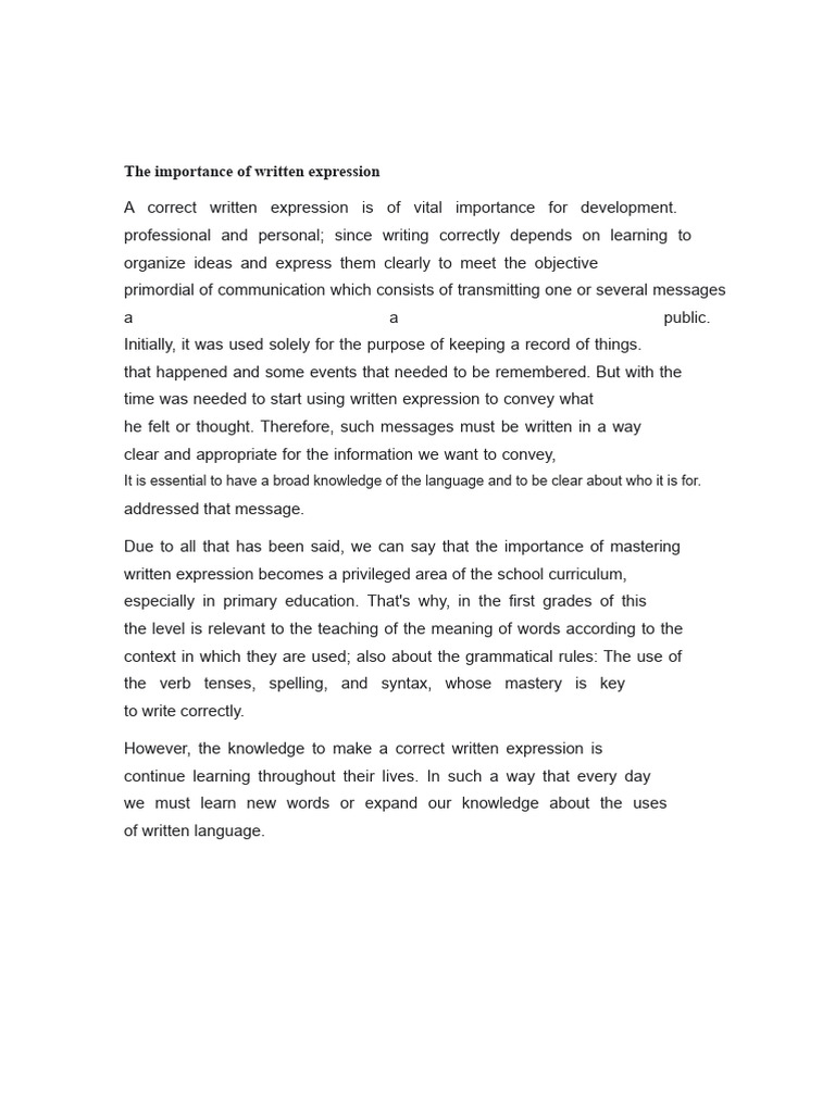 The Importance of Written Expression | PDF