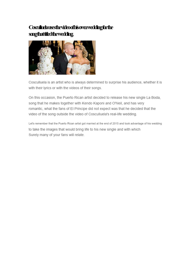 Song The Wedding of Cosculluela. | PDF