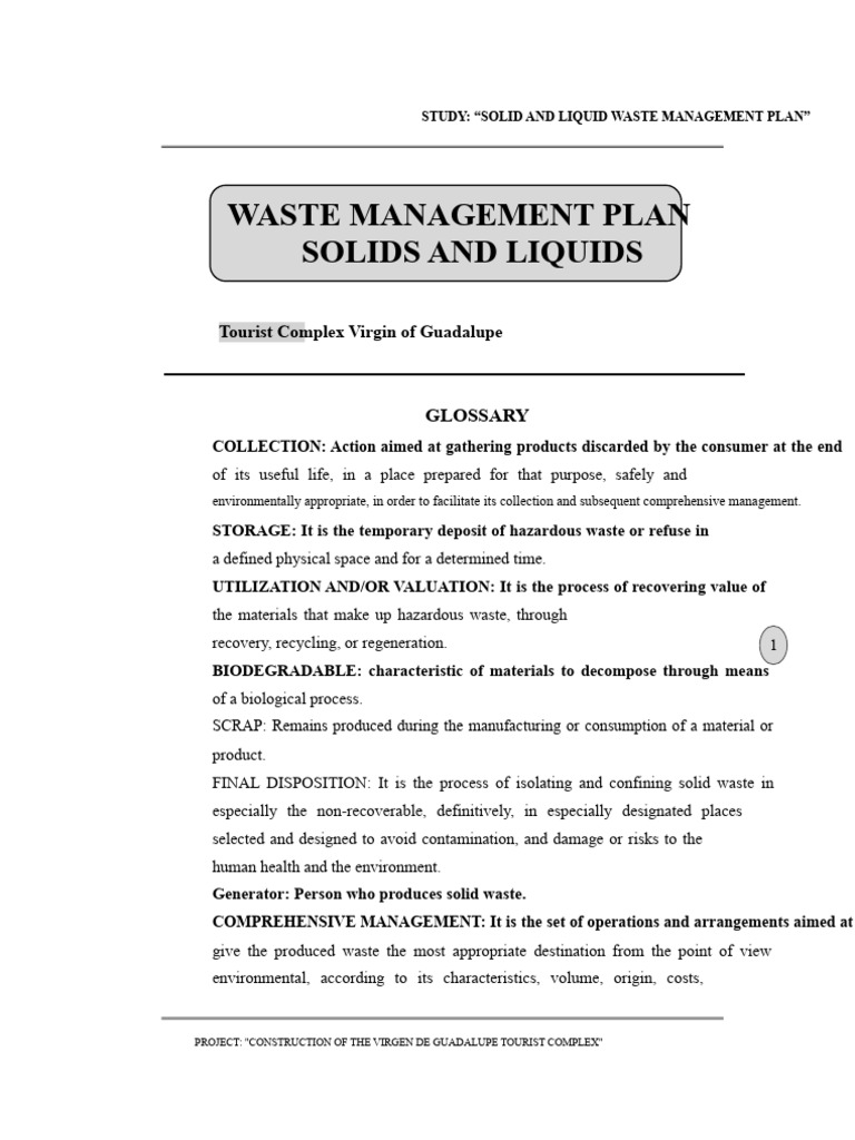 Waste Management Plan for Tourist Complex | PDF | Waste | Waste Management