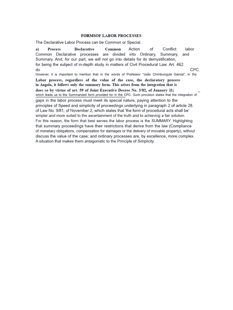 Summary in Labor Processes | PDF