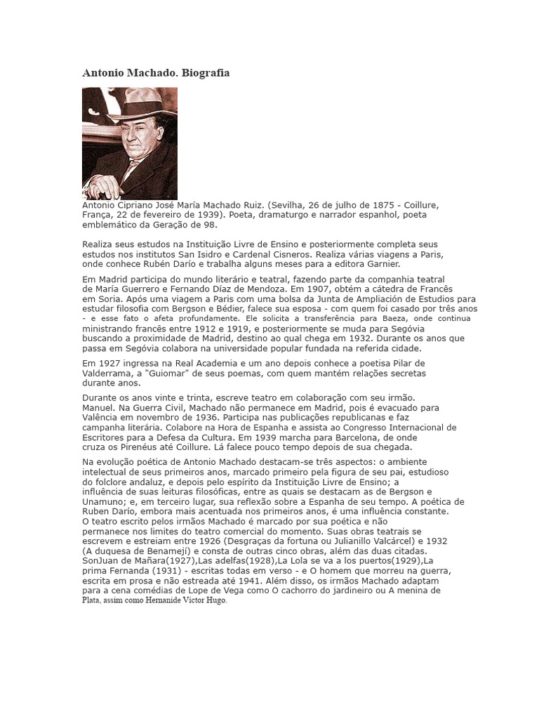 Biografia de Antonio Machado | PDF | Espanha
